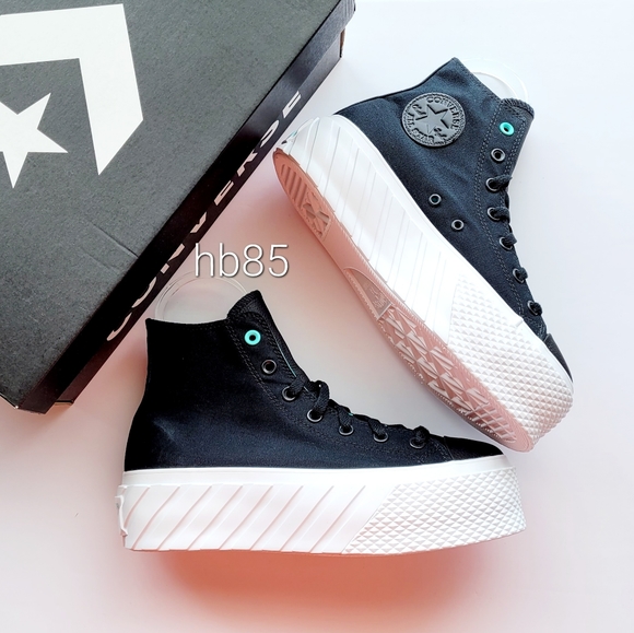 Converse | Shoes | Converse Ctas Lift 2x Hi Black Electric Aqua Womens ...